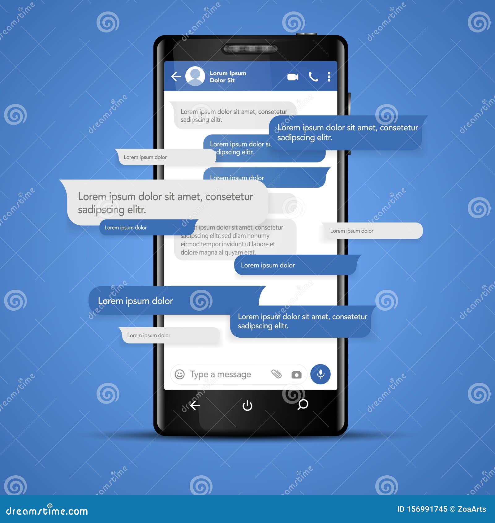 Chat Bot Screen Template. Life Chat Window With Message Bubbles ...