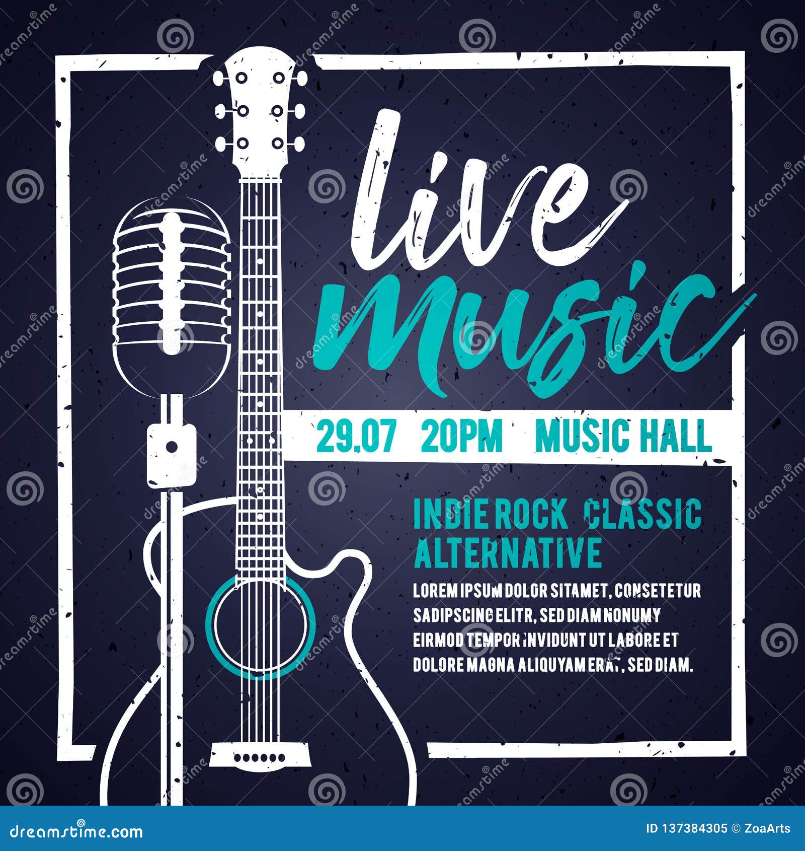 Vector Illutration Banner with an Acoustic Guitar and a Microphone for ...