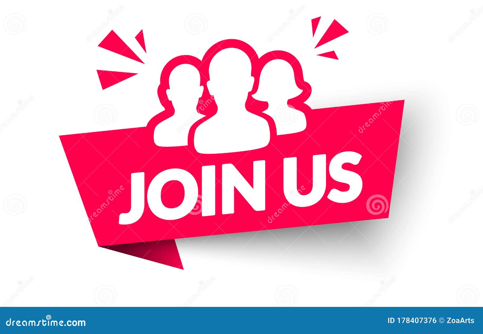 Vector Illustration Join Us Label. Modern Web Banner Element with Team ...