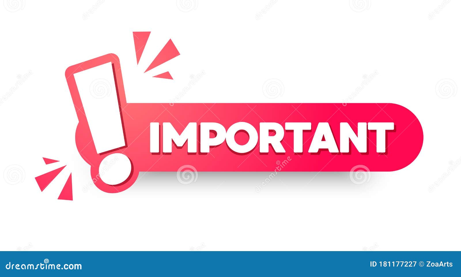 Vector Illustration Important Label. Modern Web Banner with Exclamation ...