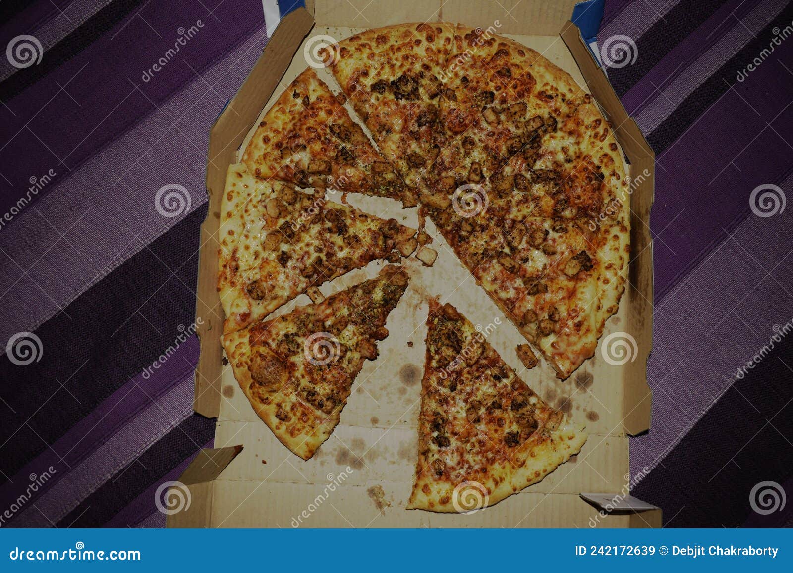 Unboxed pizza slices stock image. Image of snack, breakfast - 242172639