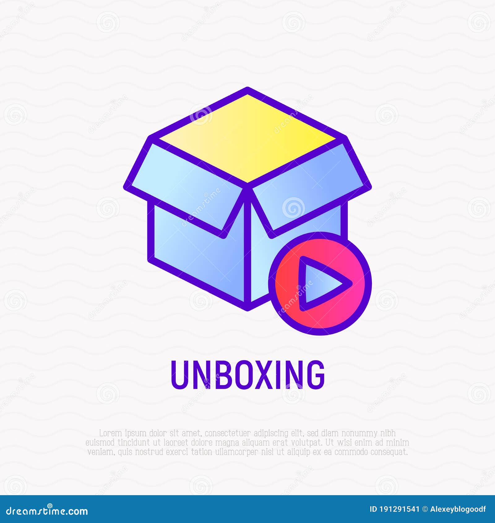 Unboxing Video Thin Line Icon: Opened Box with Play Button. Modern ...
