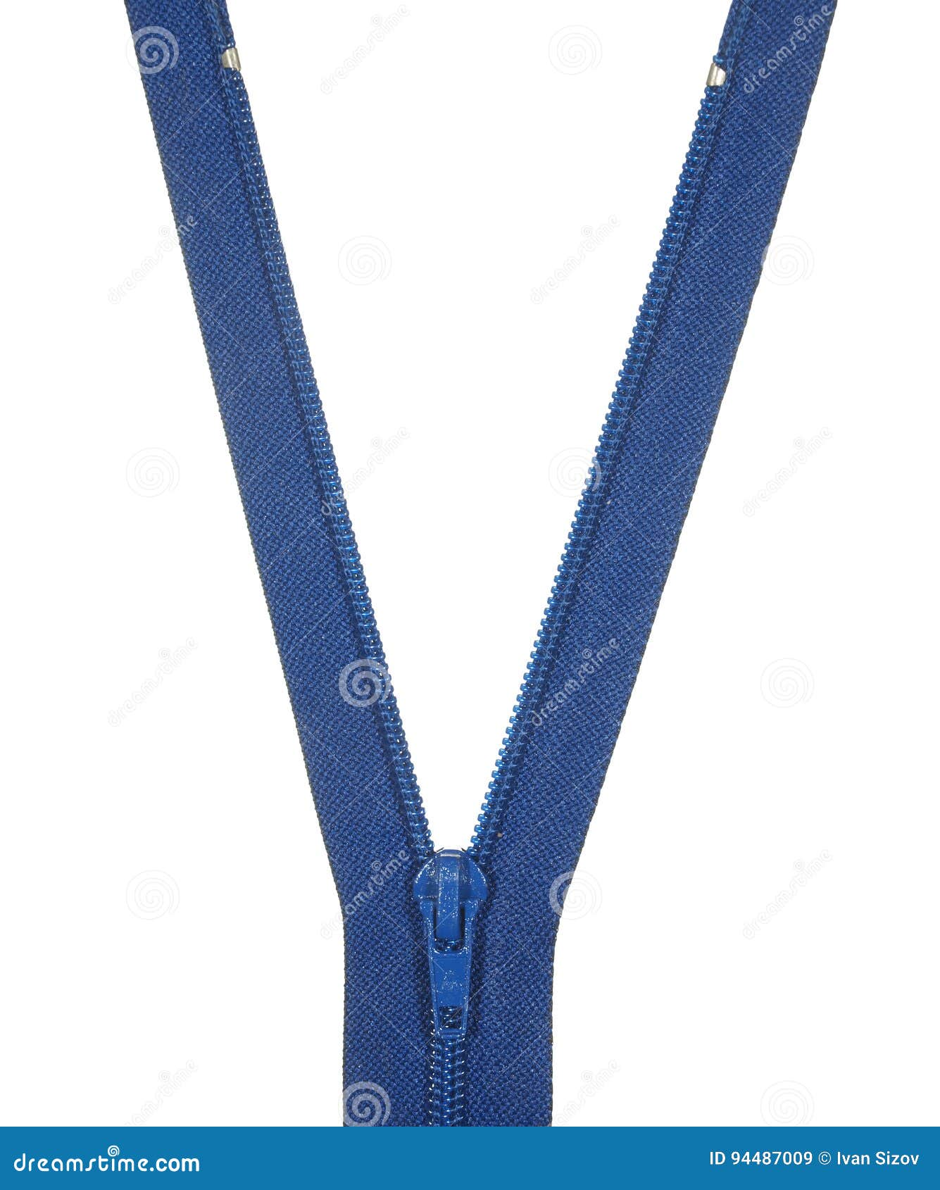Unbuttoned Blue Zipper Isolated on White Background. Stock Image ...