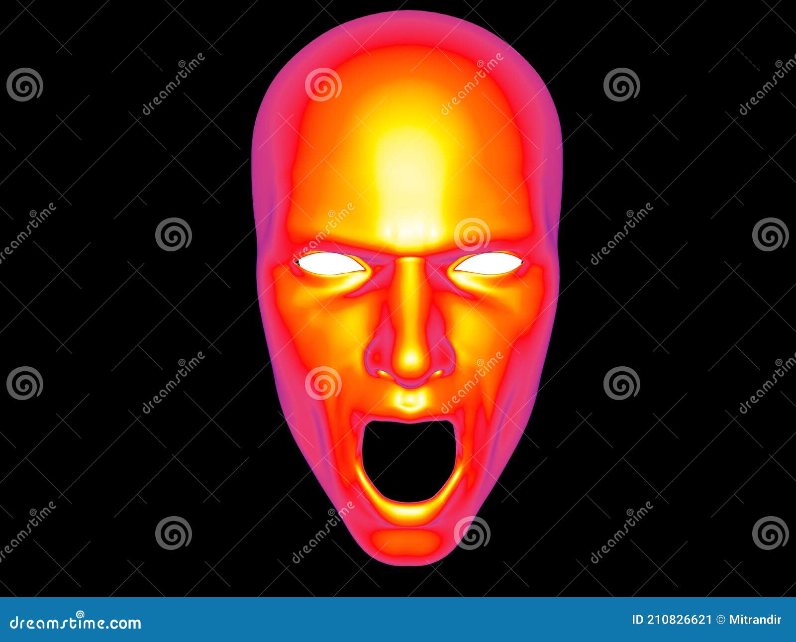 Screaming Face On Computer Screen Emoticon. Angry Digital Device Emoji ...
