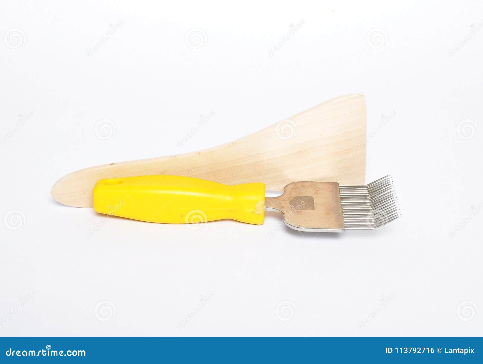 Uncapping Fork and Honey Scraper on White Stock Photo - Image of uncap ...