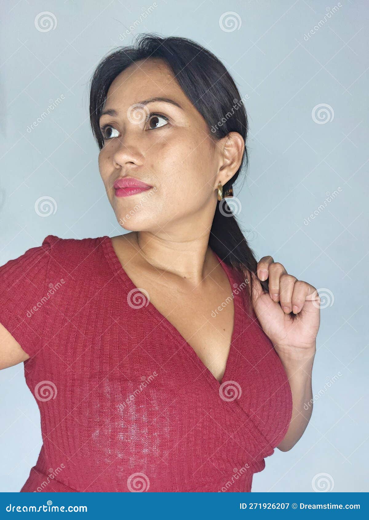 An Uncaring Beautiful Asian Woman Isolated Stock Image - Image of ...