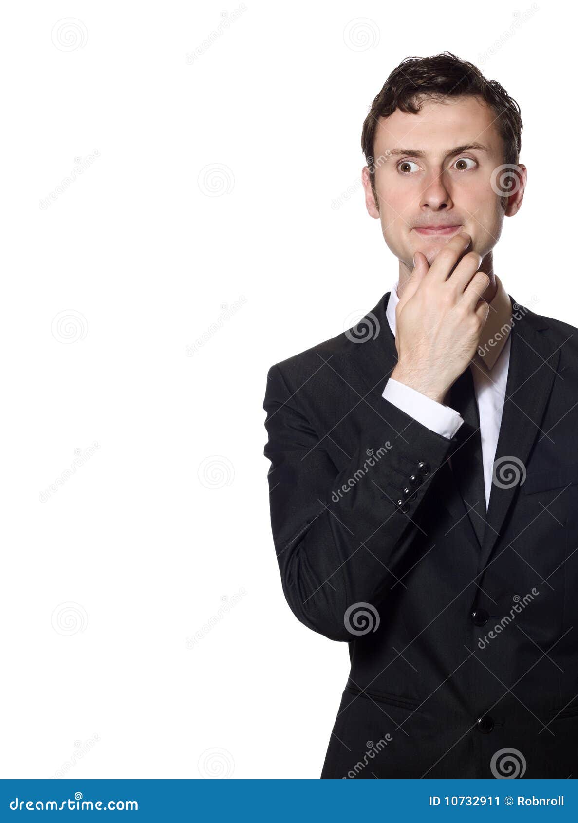 Uncertain Businessman in a Black Suit Stock Image - Image of business ...