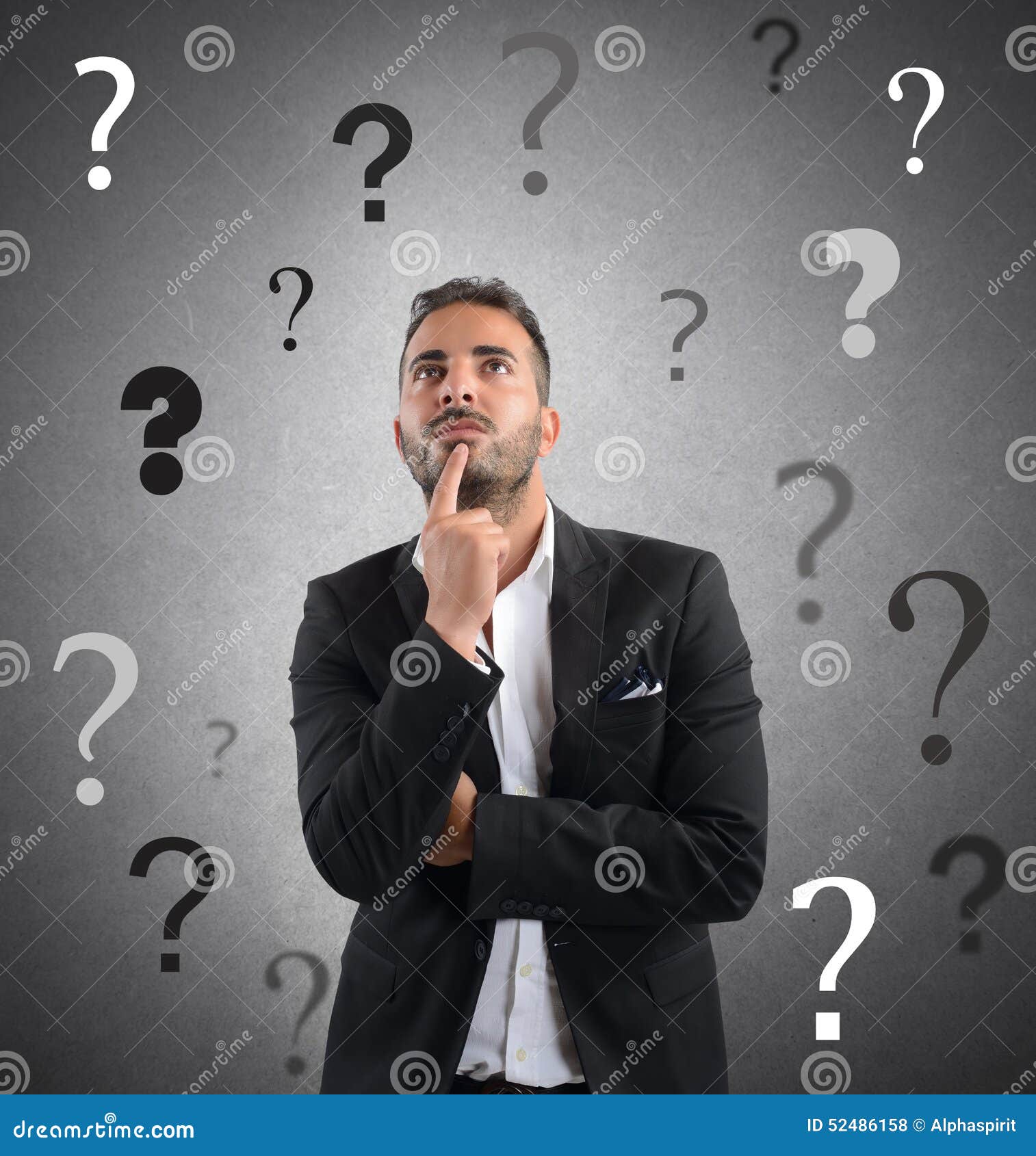 Uncertain businessman stock photo. Image of analyze, difficult - 52486158