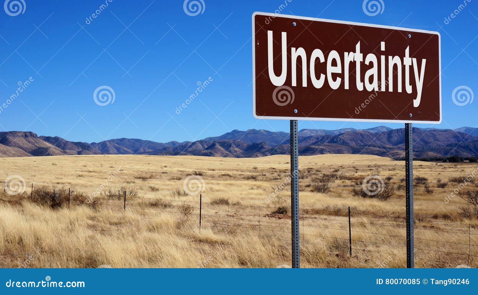 Uncertainty Brown Road Sign Stock Image - Image of crossroads, mistrust ...