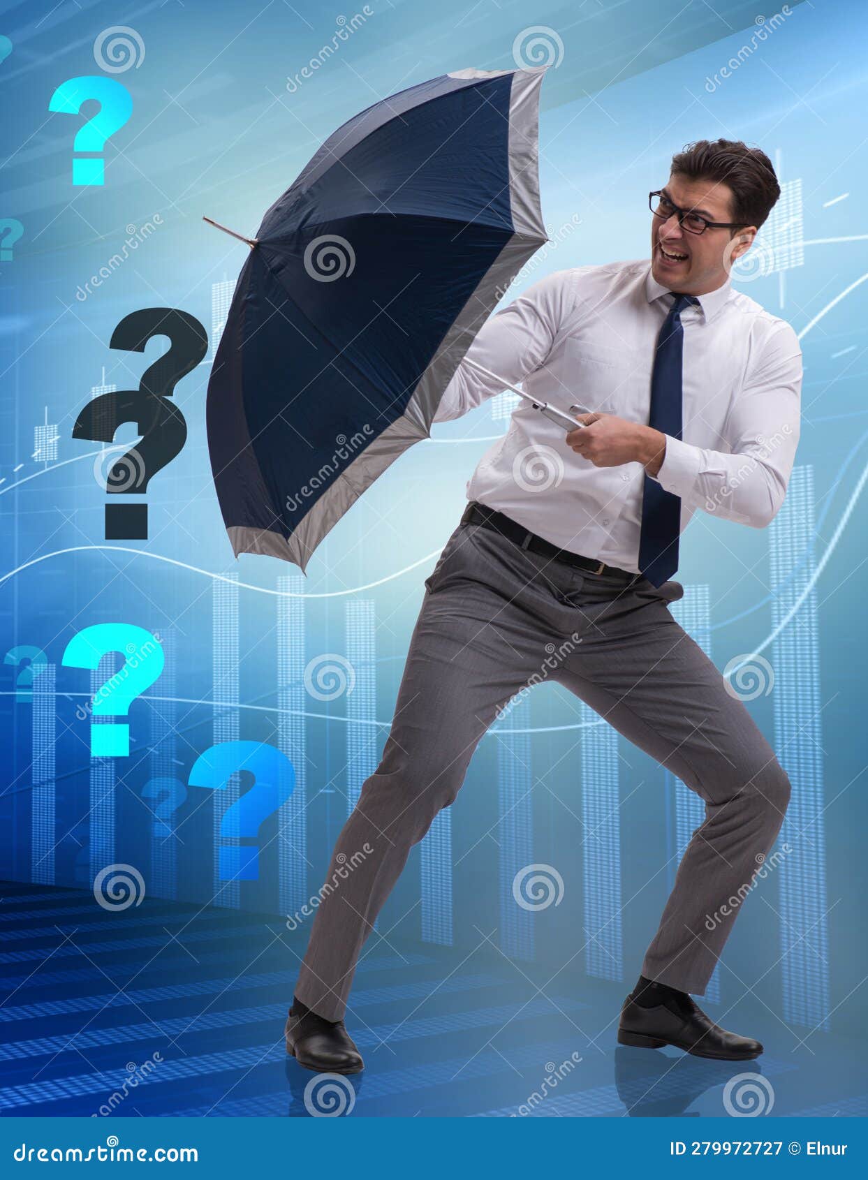 Uncertainty Concept with Businessman and Question Marks Stock Image ...