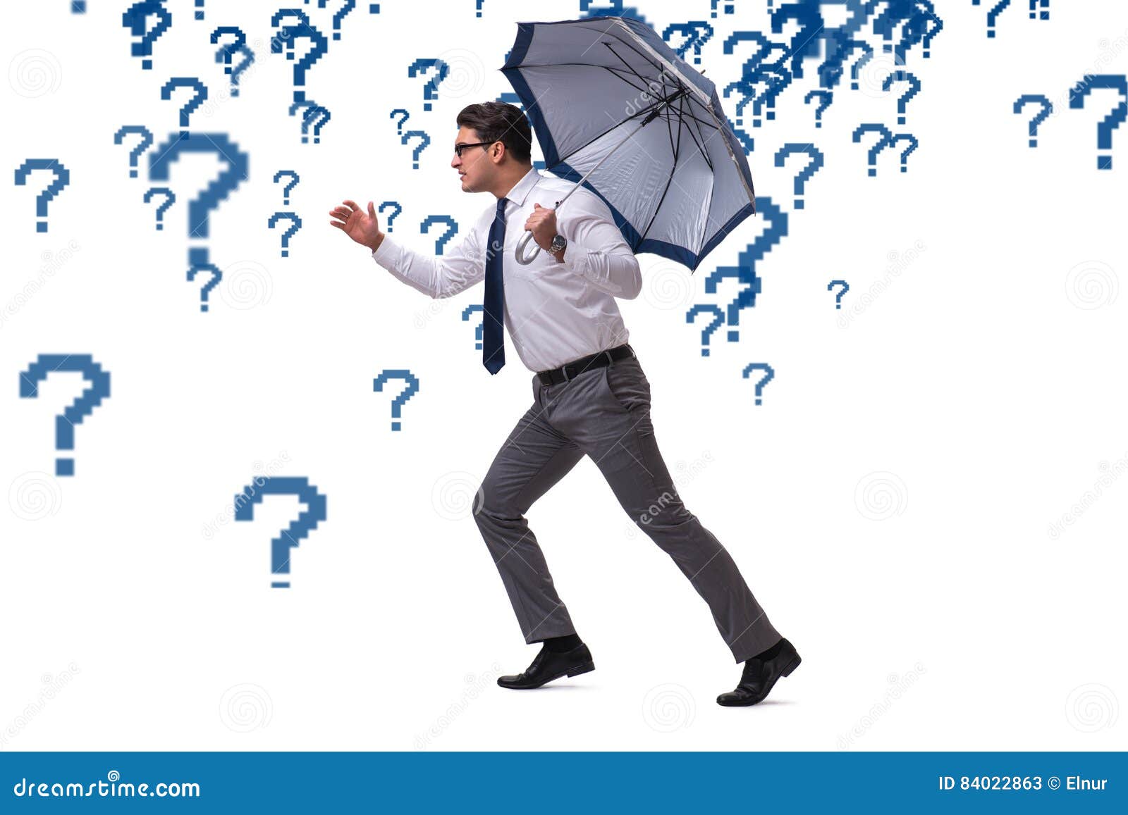 The Uncertainty Concept with Businessman and Question Marks Stock Image ...