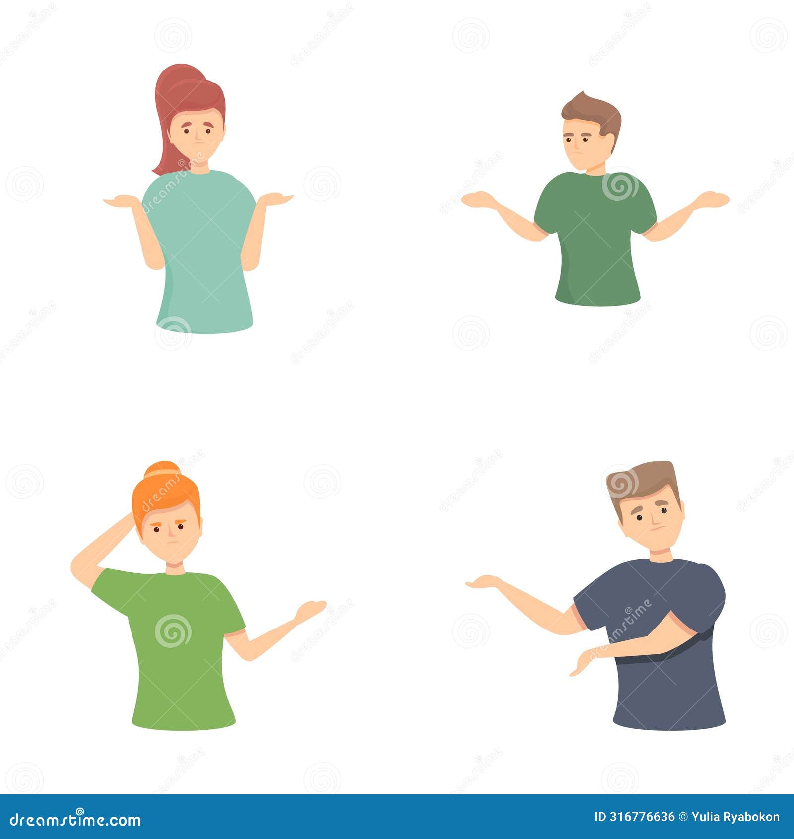 Uncertainty Icons Set Cartoon Vector. Various Character Does Not Know ...