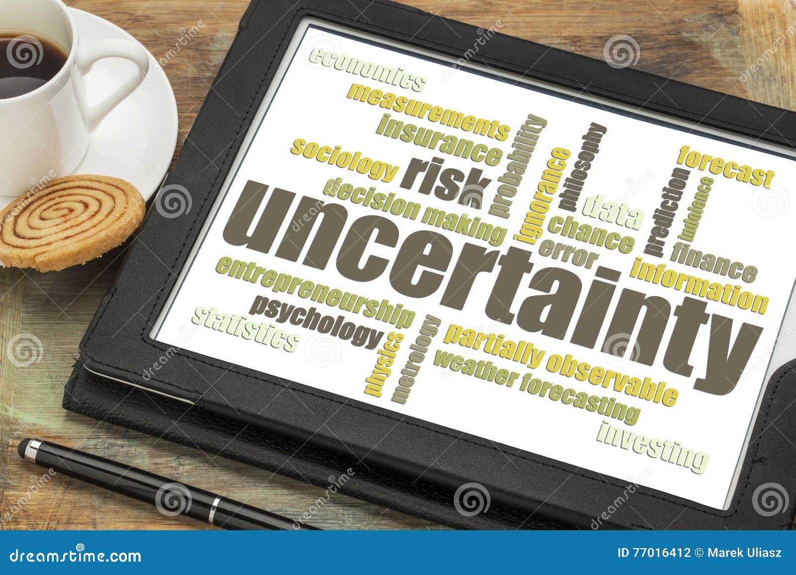 Uncertainty and Risk Word Cloud on Tablet Stock Photo - Image of cloud ...