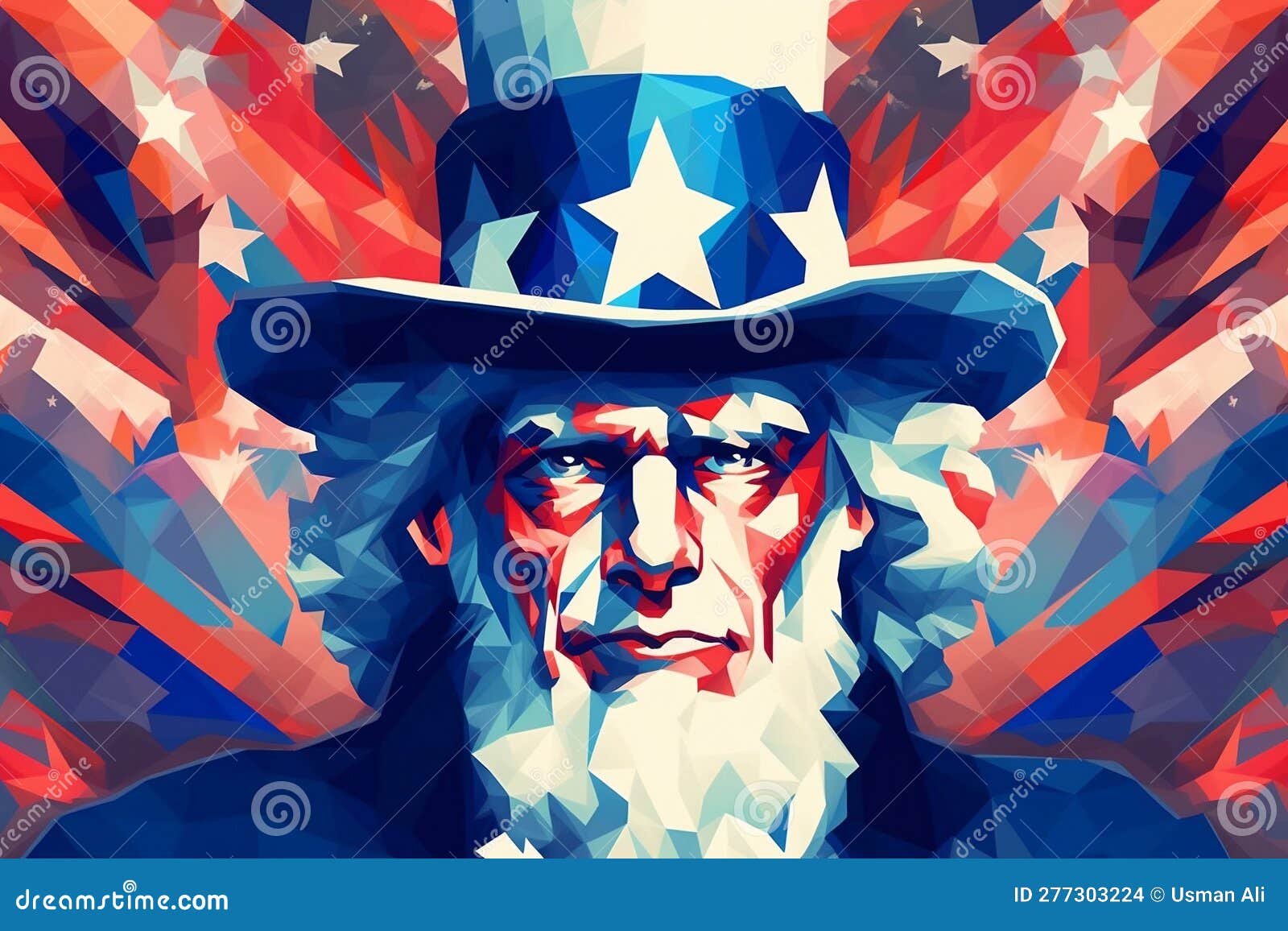Uncle Sam Abstract Background for Independence Day. AI Stock ...