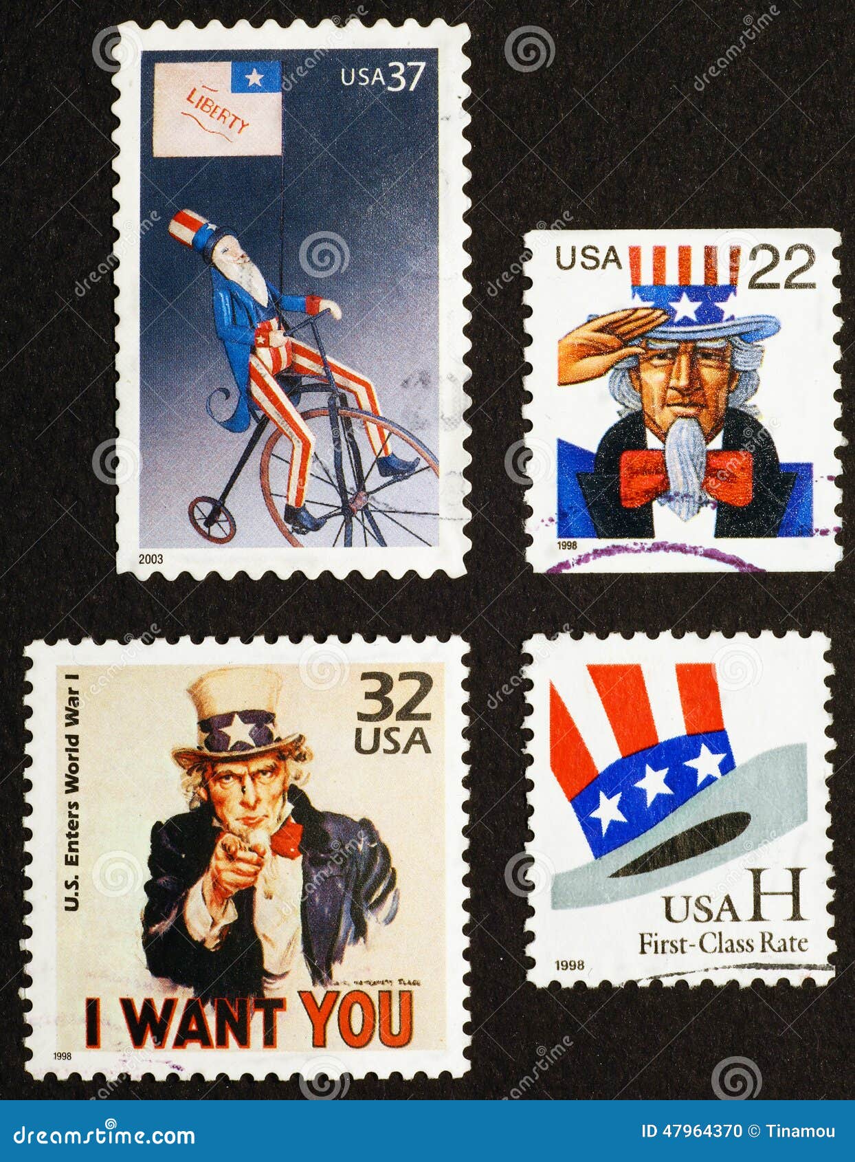Uncle Sam on American Postage Stamps Editorial Image - Image of ...