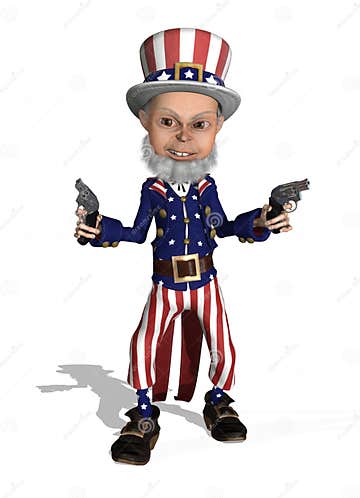 Uncle Sam as a Gunslinger stock illustration. Illustration of blue ...