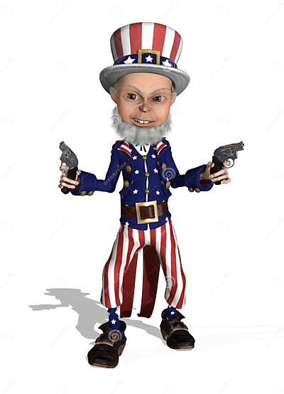 Uncle Sam as a Gunslinger stock illustration. Illustration of blue ...