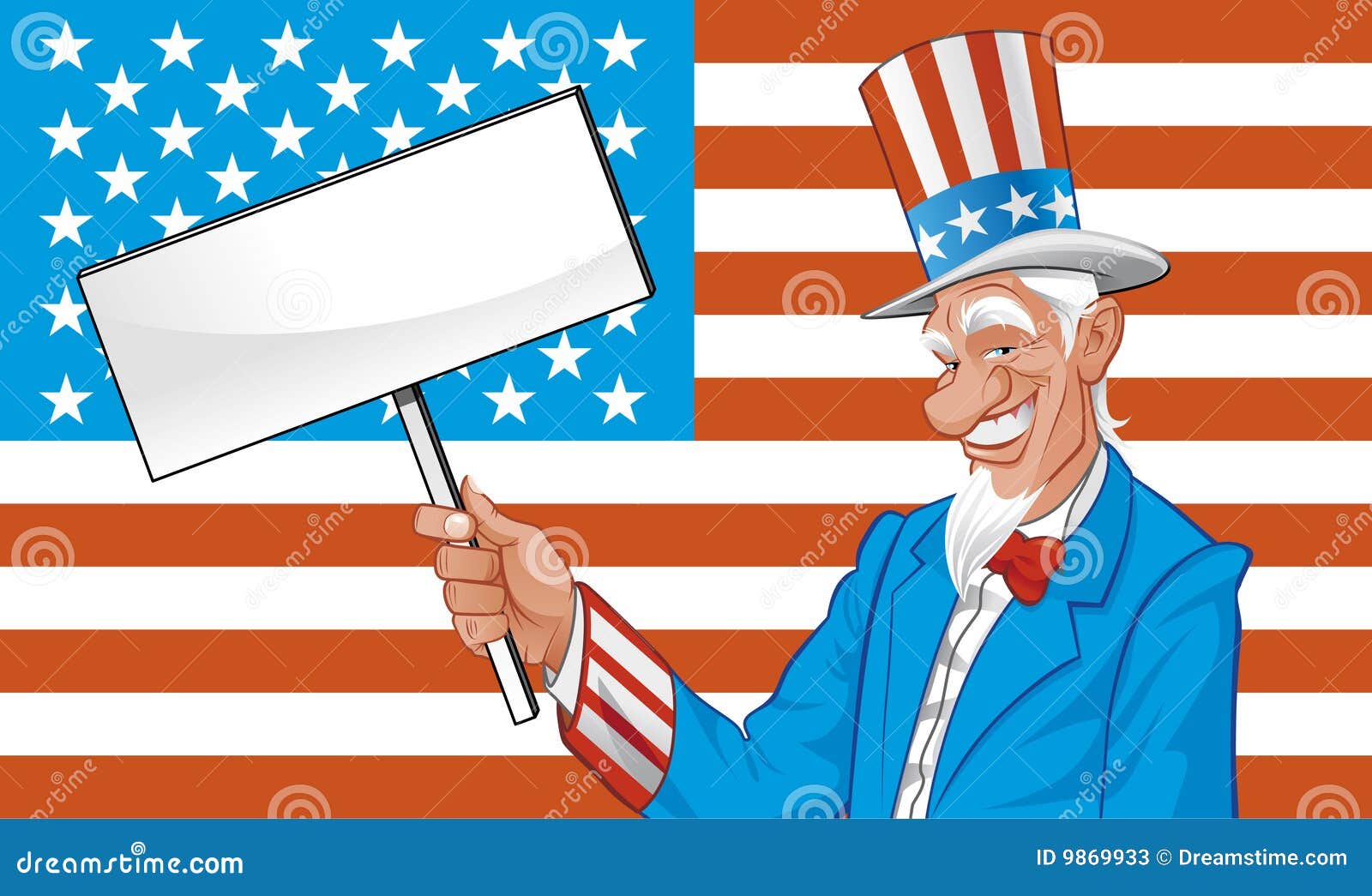 Uncle sam with blank sign stock vector. Illustration of fourth - 9869933