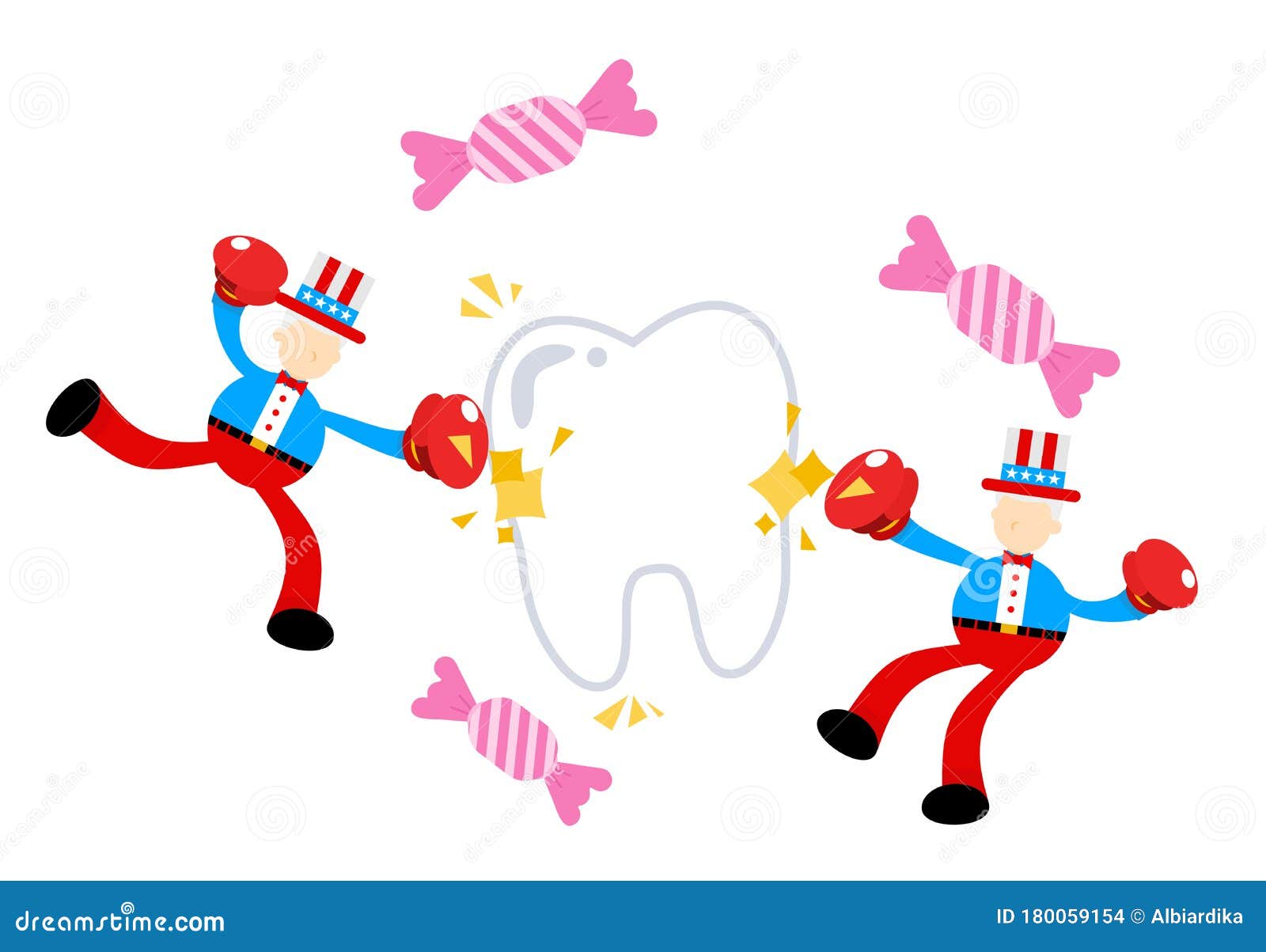 Uncle Sam America Punch Tooth Dental Care Cartoon Doodle Flat Design ...