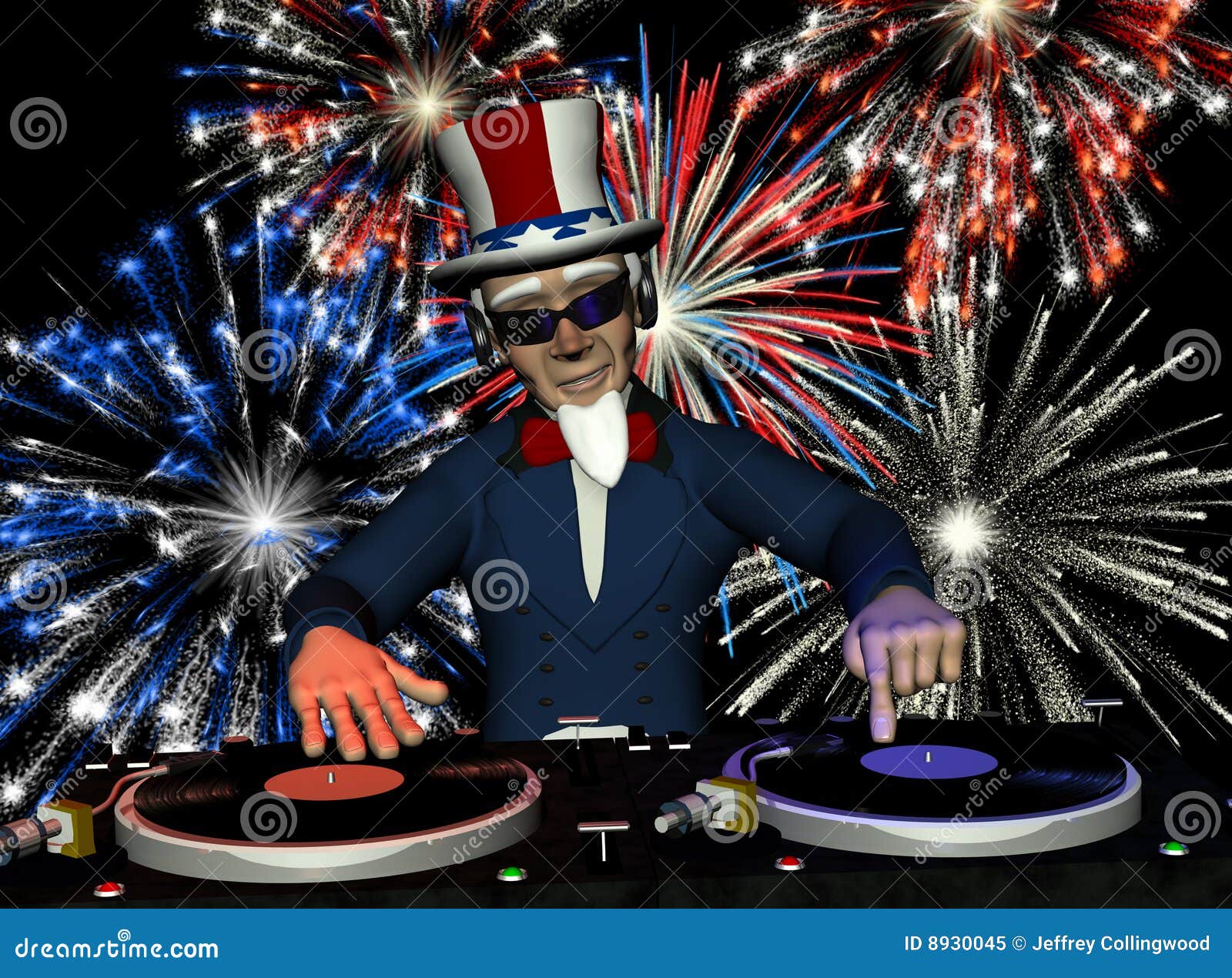 Uncle Sam DJ - Fireworks stock illustration. Illustration of house ...