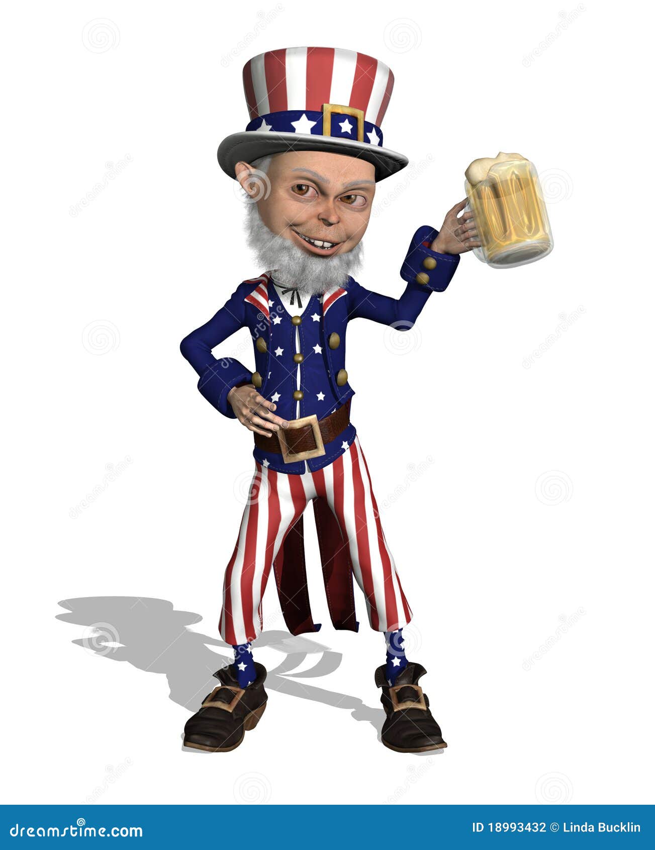 Uncle Sam Enjoying a Beer stock illustration. Illustration of flag ...