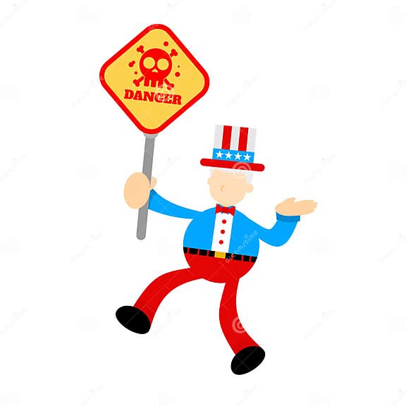 Uncle Sam America and Skull Alert Skeleton Danger Death Sign Toxic ...
