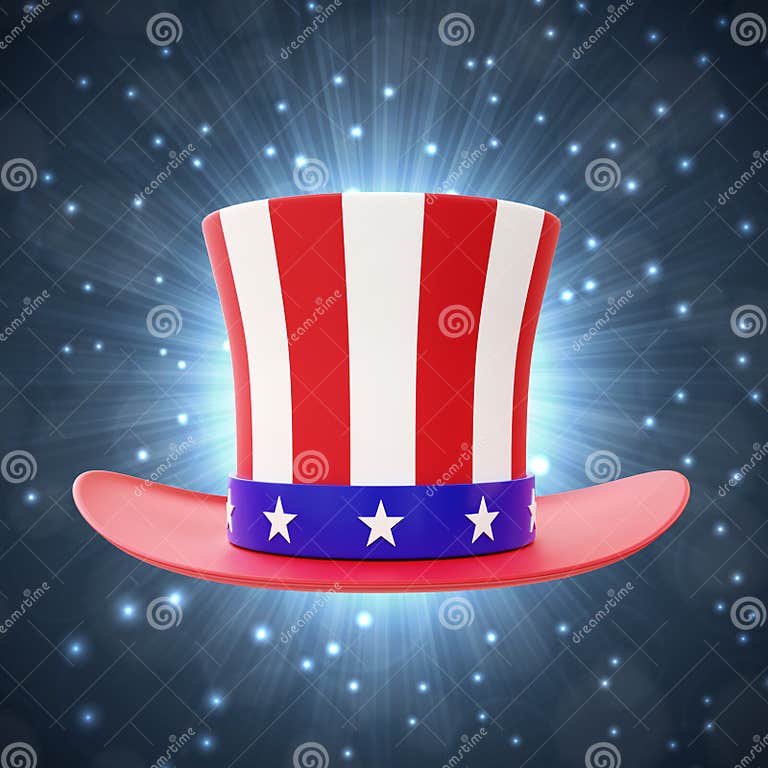 Uncle Sam Hat on Blue Background Stock Illustration - Illustration of ...