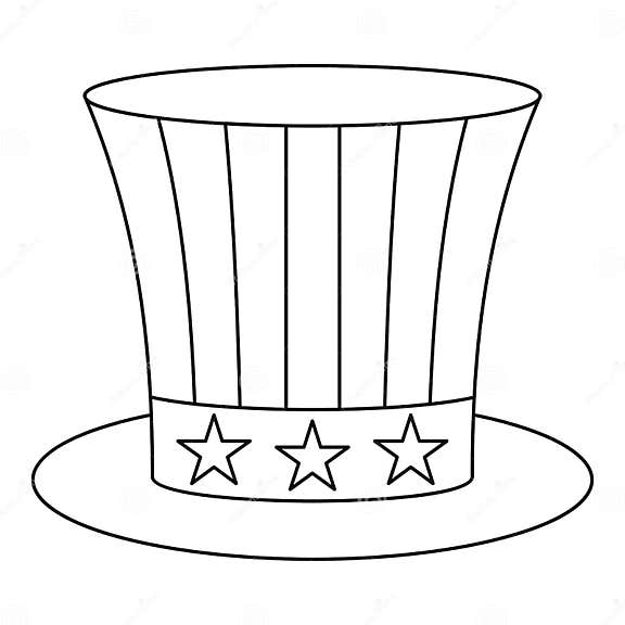 Uncle Sam Hat Icon , Outline Style Stock Vector - Illustration of ...