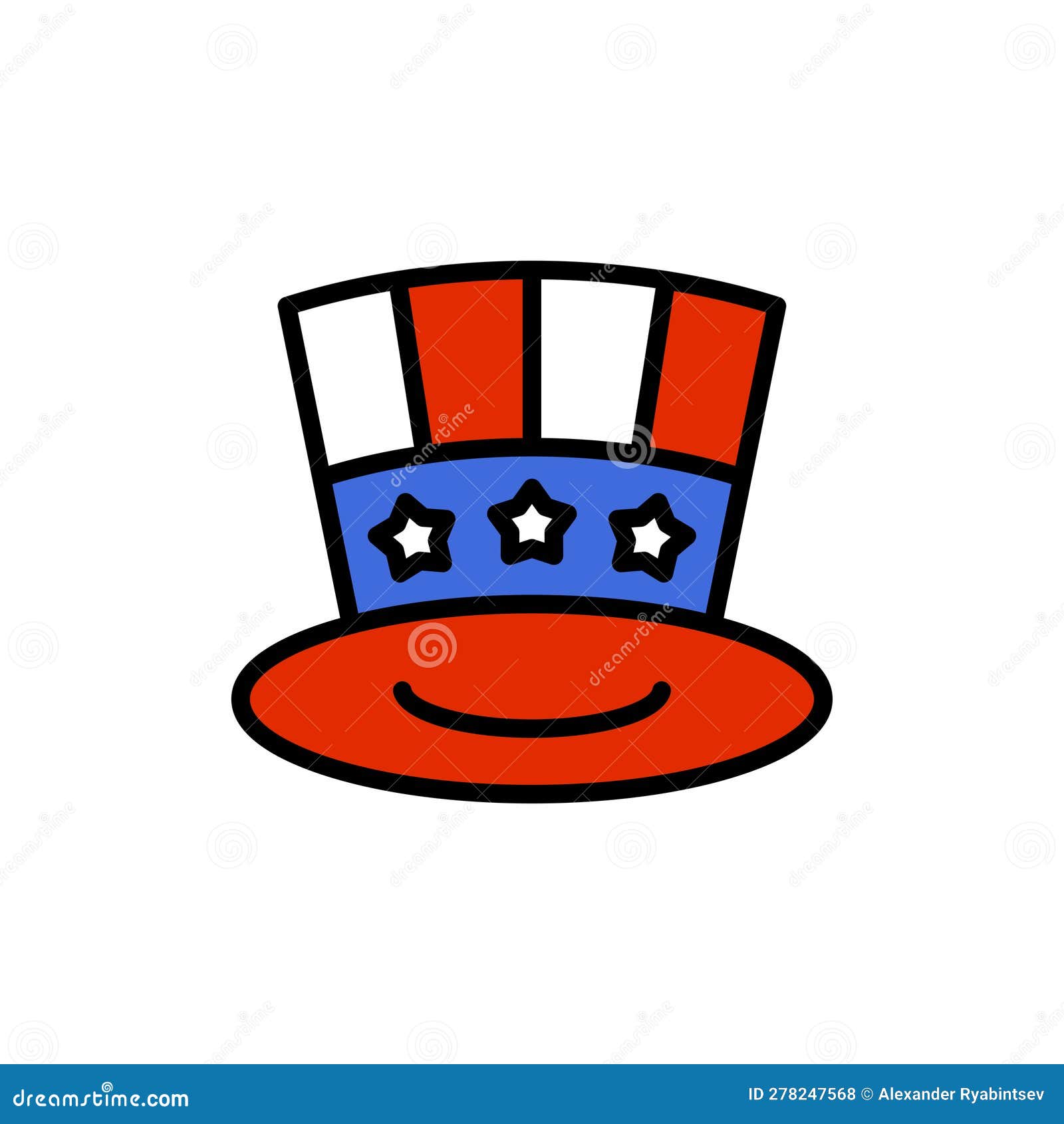 Uncle Sam Hat Line Colourful Vector Illustration. American Hat Icon ...