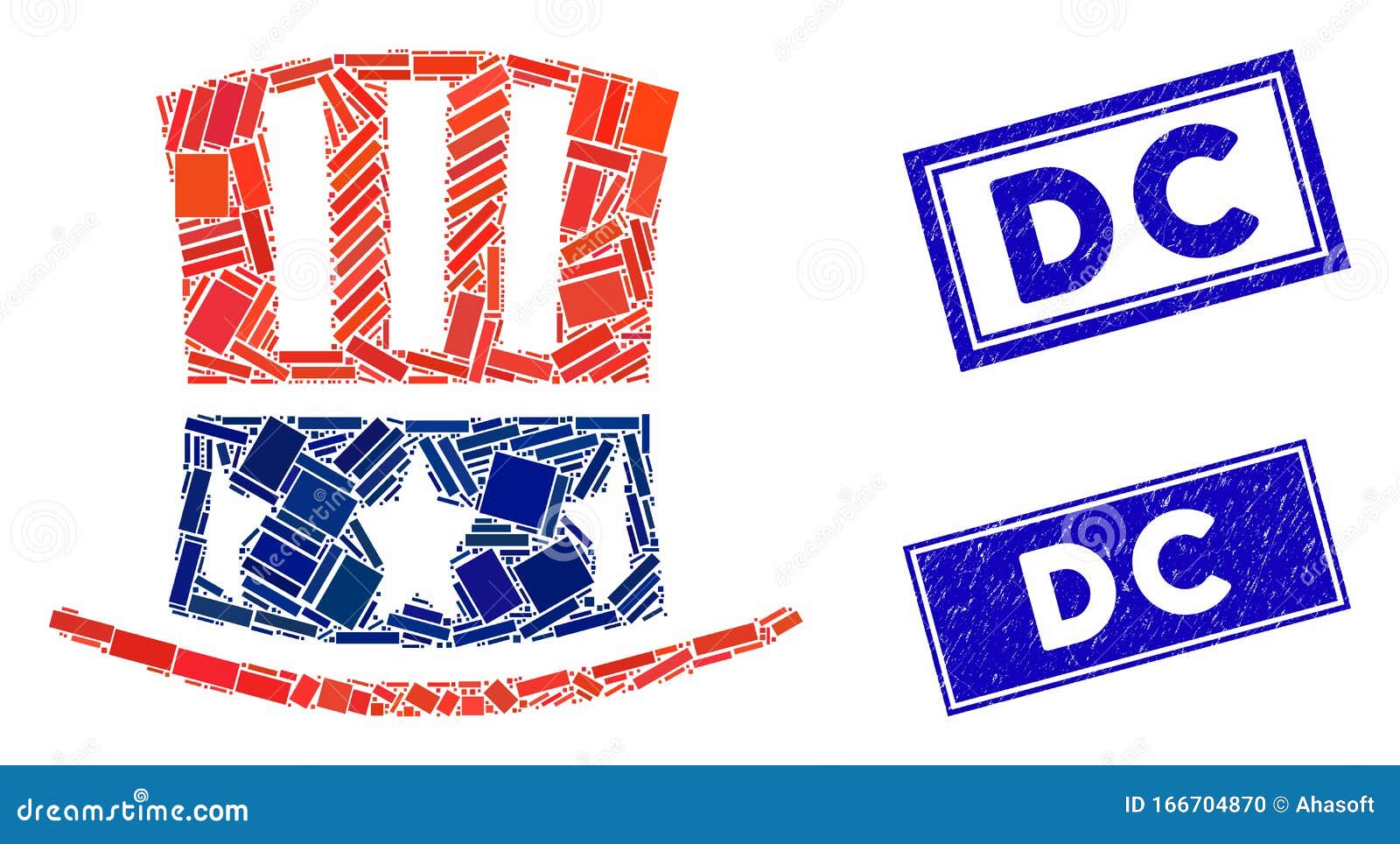 Uncle Sam Hat Mosaic and Grunge Rectangle Stamp Seals Stock ...