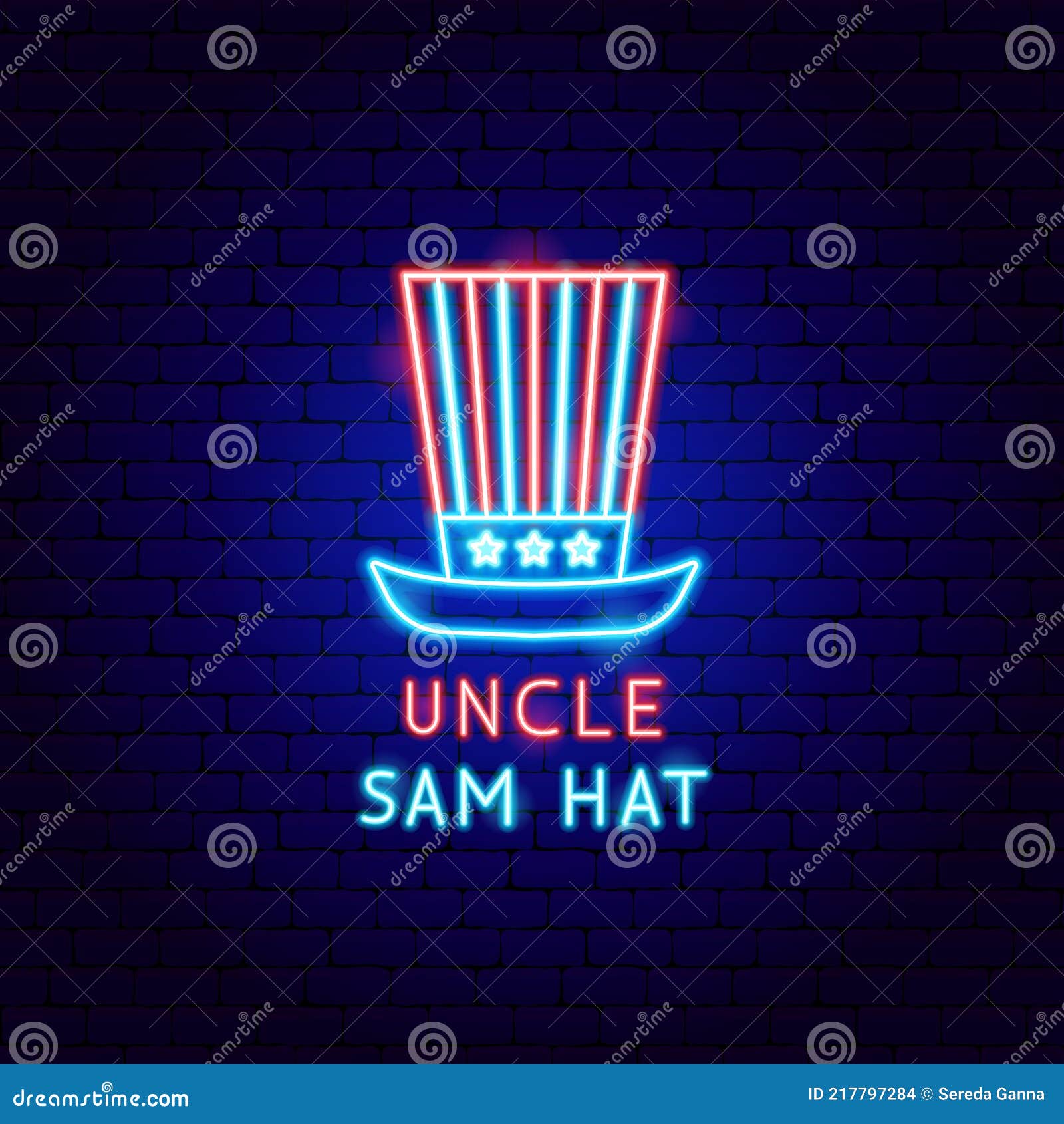 Uncle Sam Hat Neon Label stock vector. Illustration of glow - 217797284