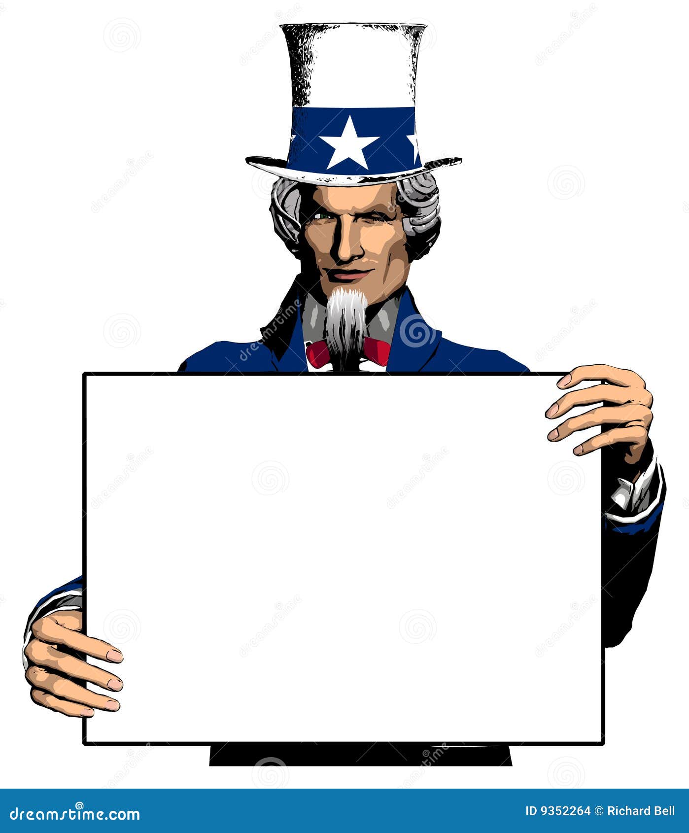 Uncle Sam holding a sign stock vector. Illustration of blank - 9352264