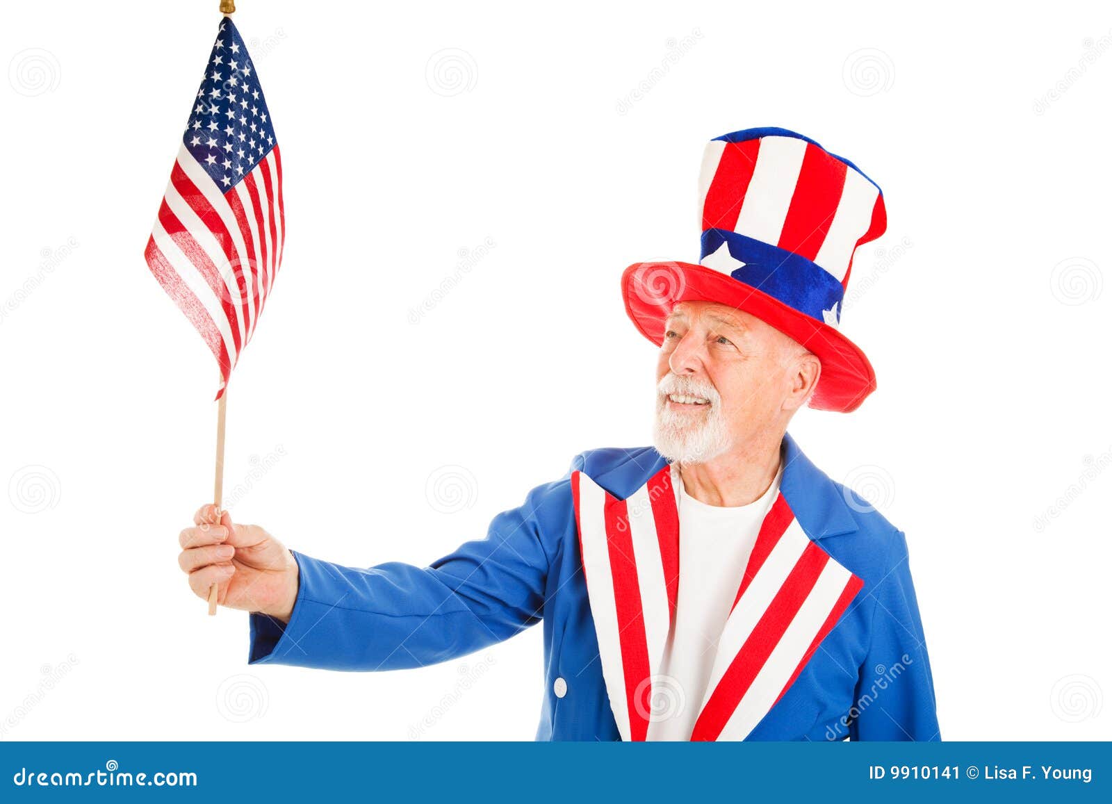 Uncle Sam Holds US Flag stock image. Image of gray, patriotic - 9910141
