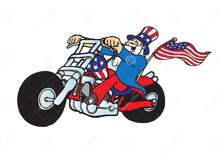 Uncle Sam on motorcycle stock illustration. Illustration of stripes ...