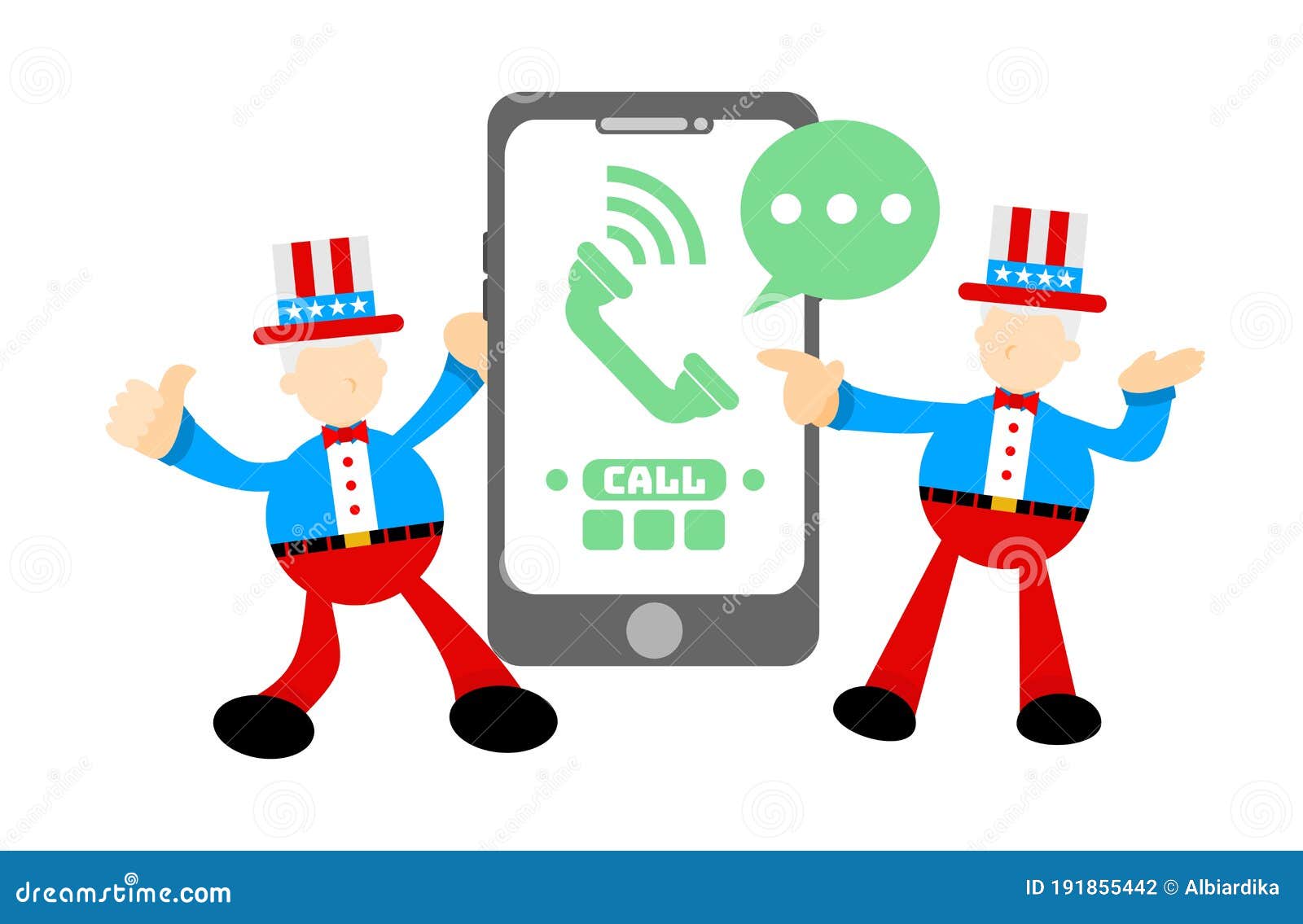 Uncle Sam and Phone Call Flat Design Stock Vector - Illustration of ...