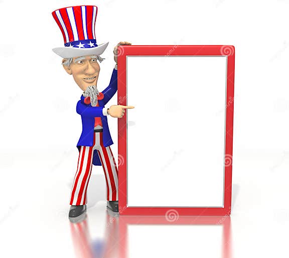 Uncle Sam Points at Blank Sign Stock Illustration - Illustration of ...