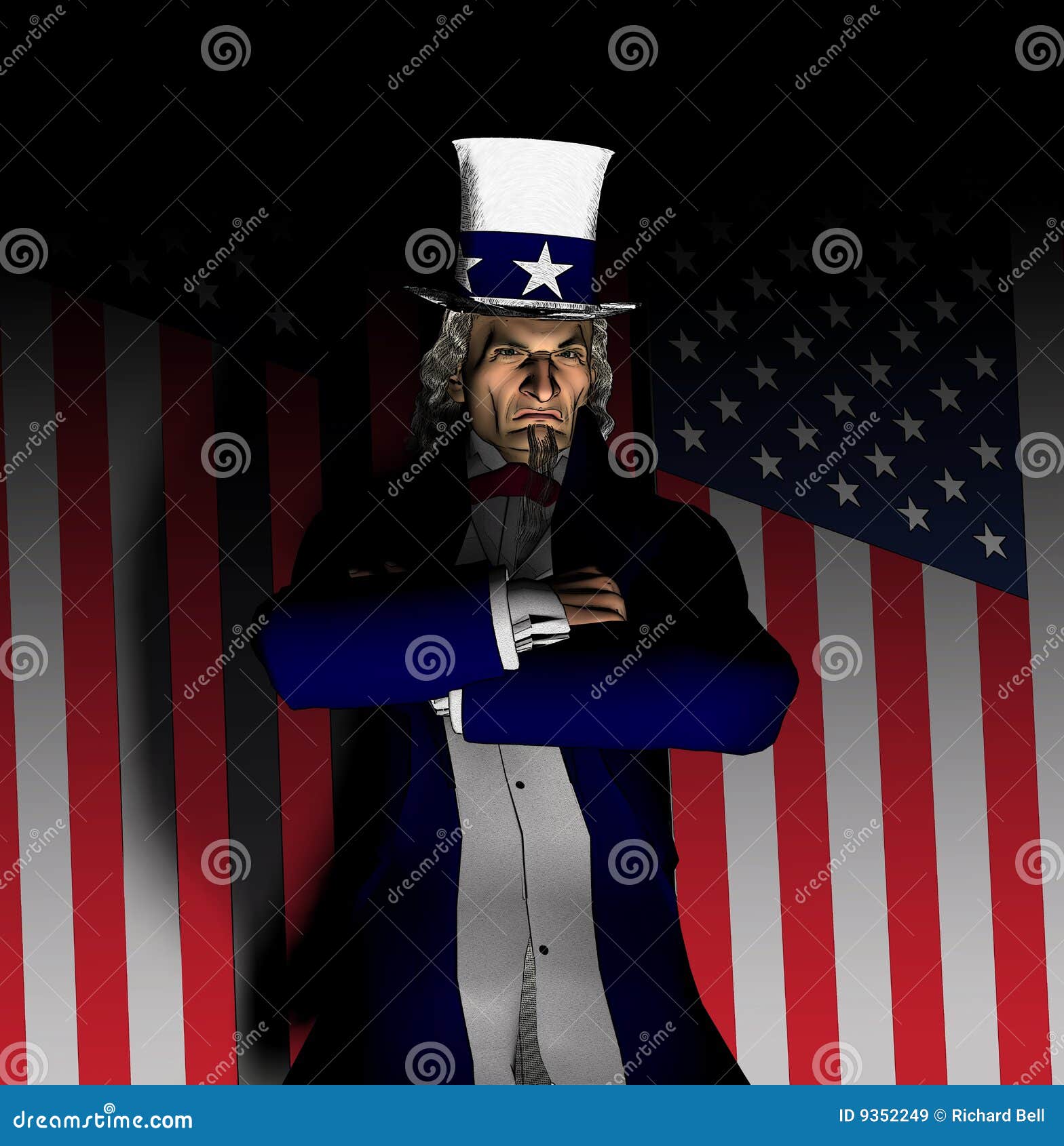Uncle Sam Portrait 2 stock illustration. Illustration of stripes - 9352249