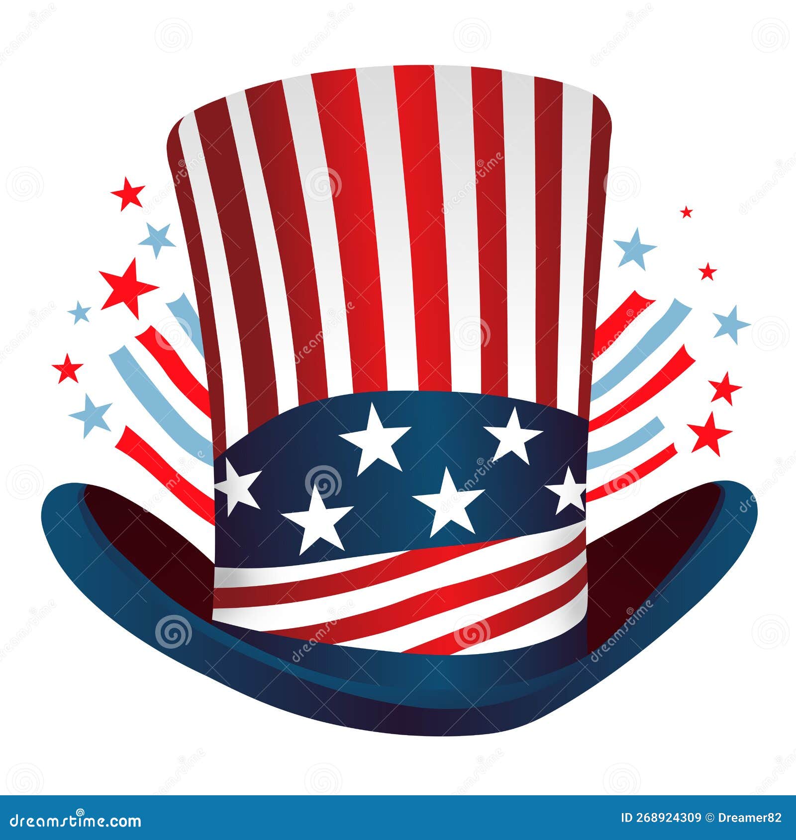 Uncle Sam`s American Hat. American Flag Hat Stock Illustration ...