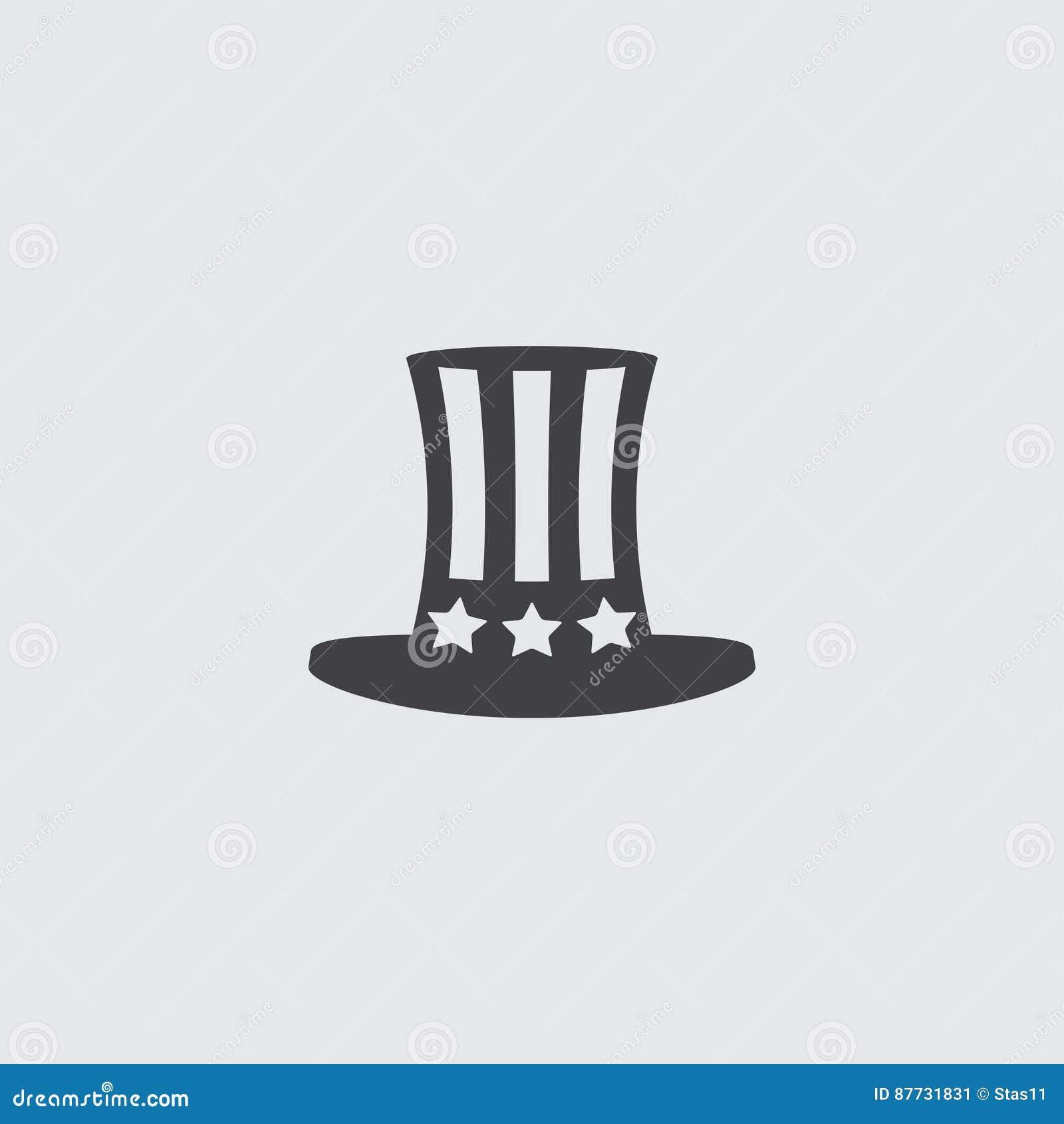 Uncle Sam`s Hat Icon in a Flat Design in Black Color. Vector ...