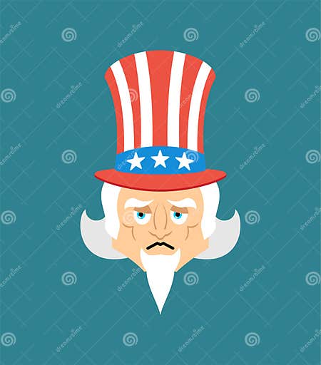 Uncle Sam Sad Emoji. Sorrowful Emotions Stock Vector - Illustration of ...