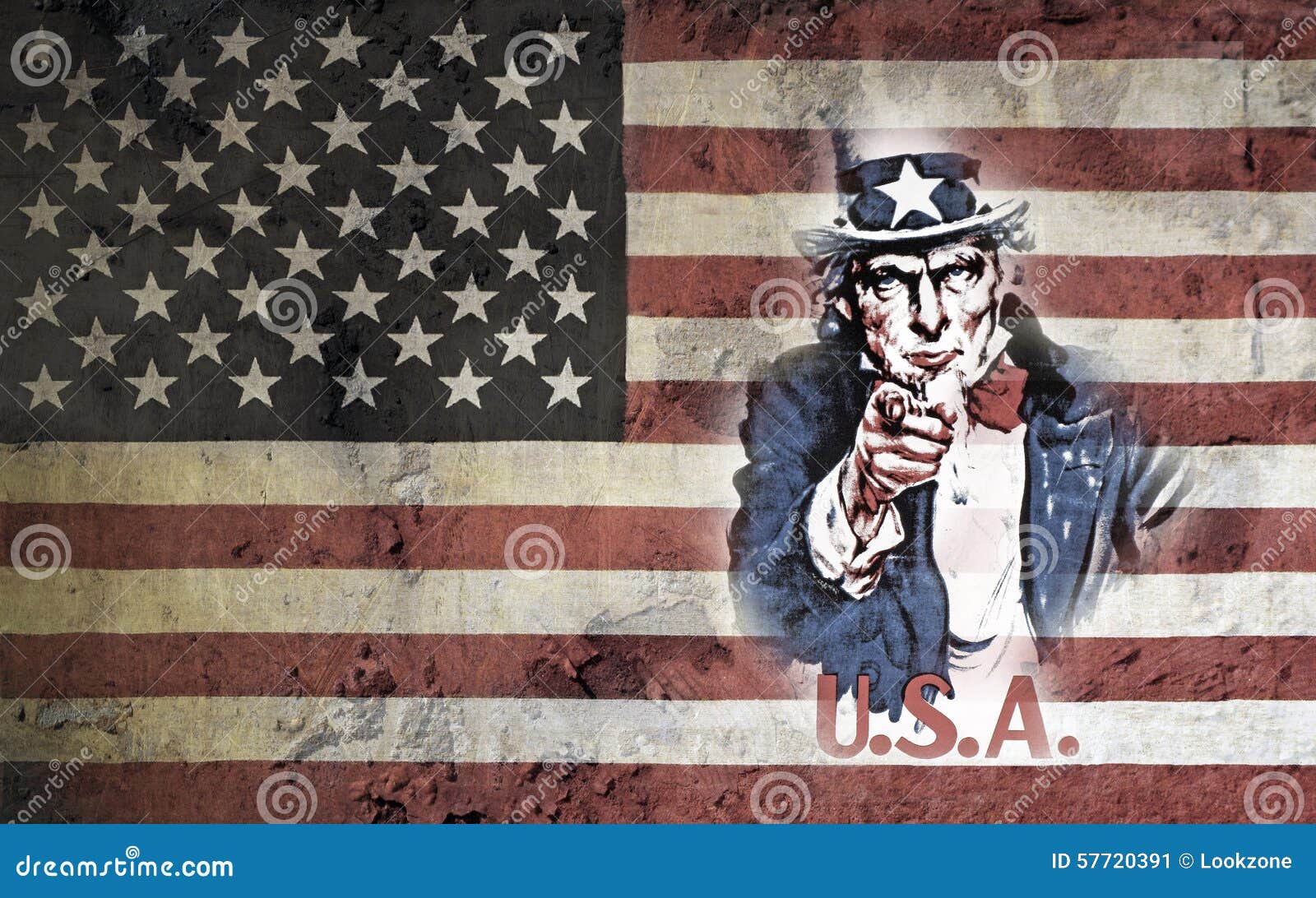 Uncle Sam Set Against the American Flag. Stock Image - Image of ...