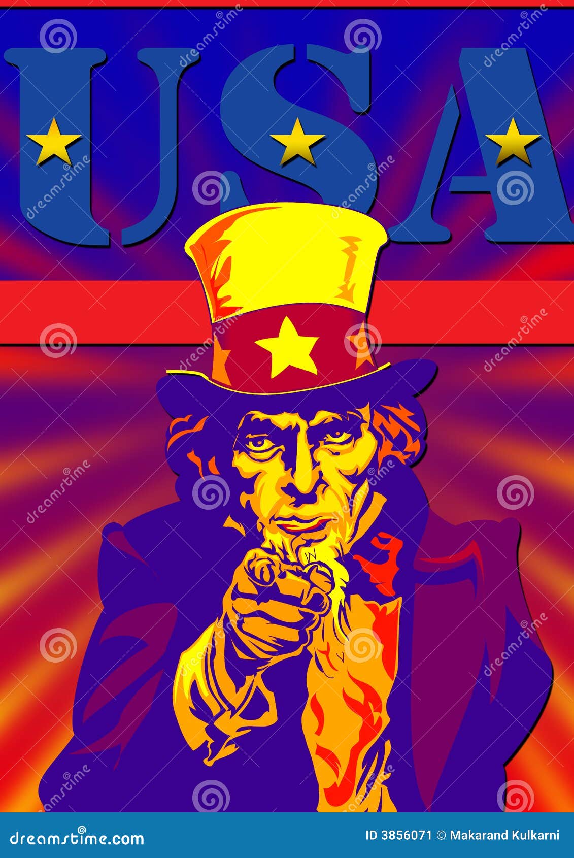 Uncle Sam with usa stock illustration. Illustration of fourth - 3856071
