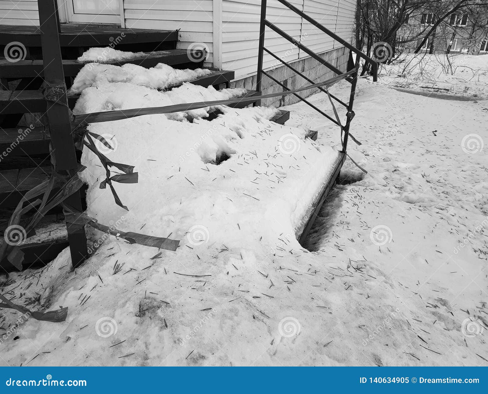 Uncleaned Stairs in the Snow Stock Image - Image of tape, lifestyle ...