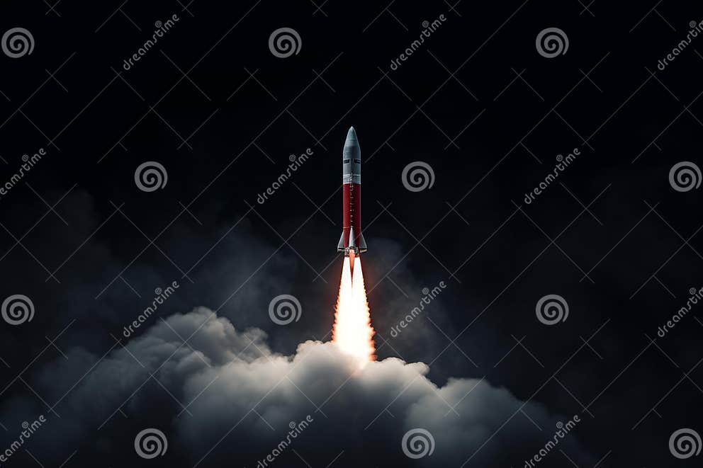 Uncluttered Rocket Launch Minimalistic. Generate Ai Stock Illustration ...
