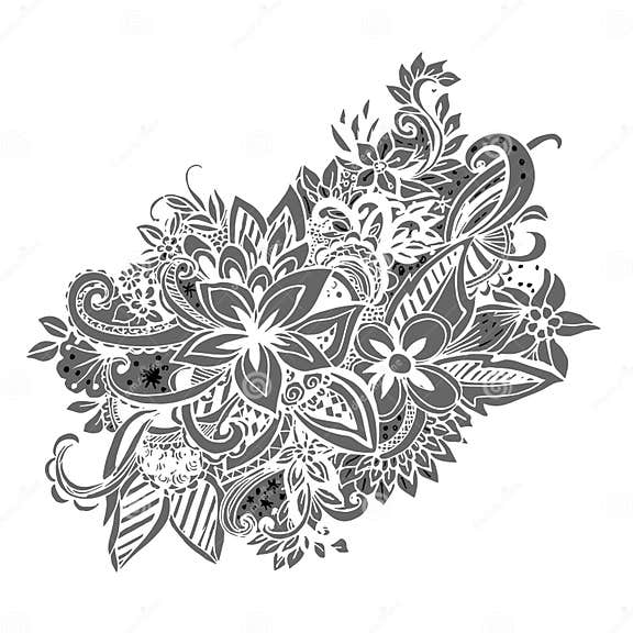 Uncolored Hand Drawn Lined Pattern Stock Illustration - Illustration of ...