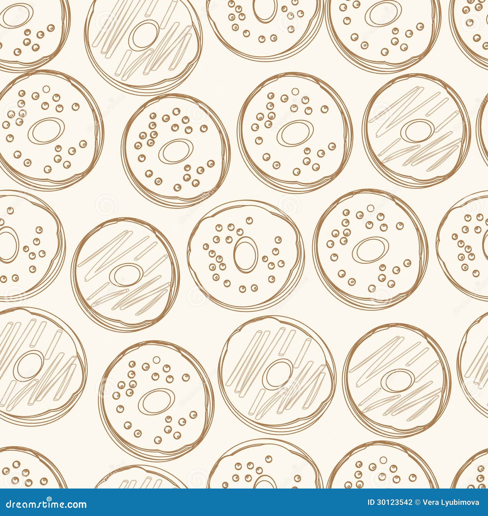 Sketch Of Two Doughnuts In Icing Or Cream On Top Side View . Vector ...