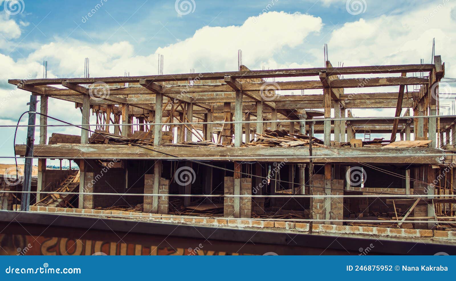 Uncompleted Building with Scaffolding on Building of Construction Site ...