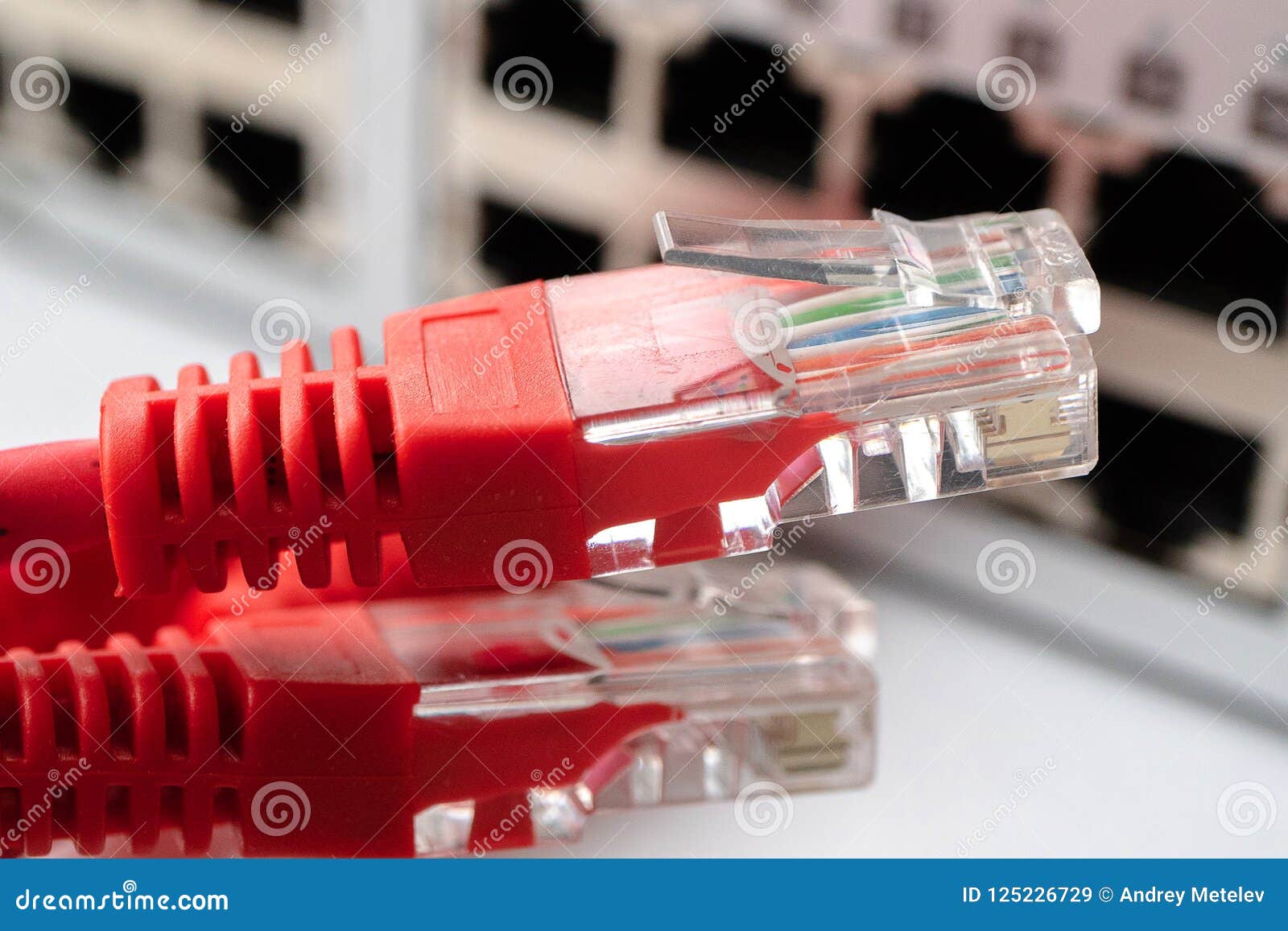 Unconnected Red Cables Lying Near the Switch of the Internet Provider ...