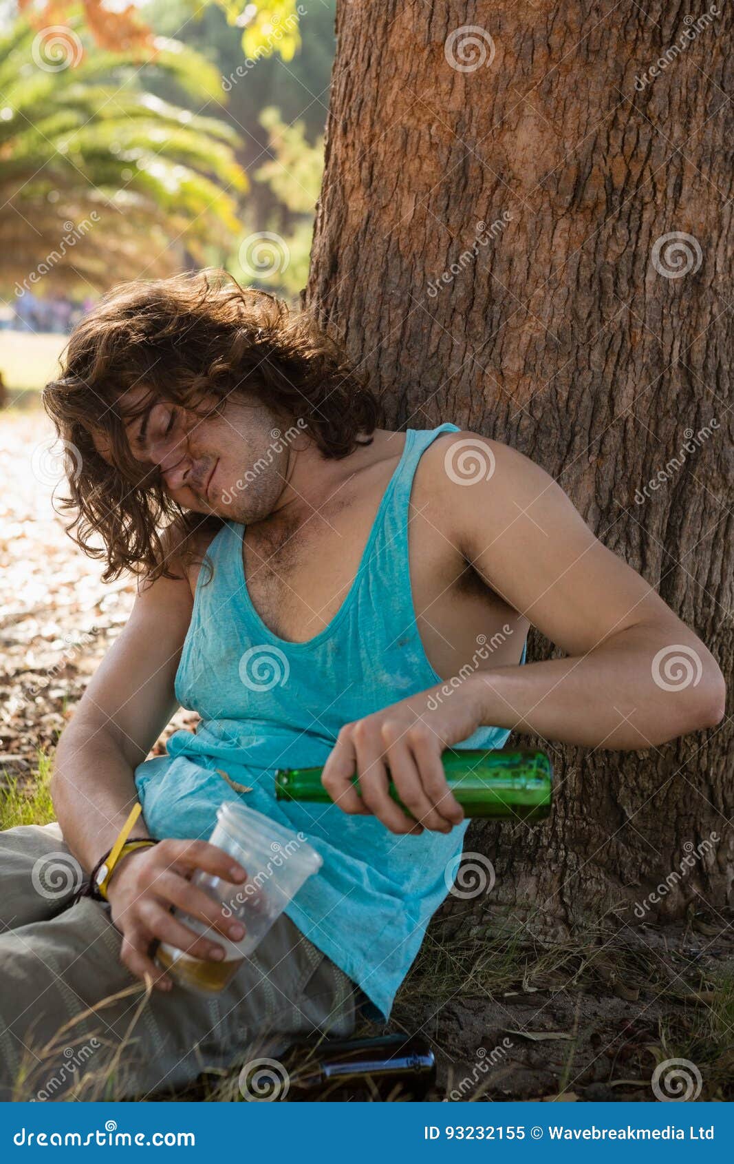 Unconscious Man Having Beer in the Park Stock Image - Image of activity ...