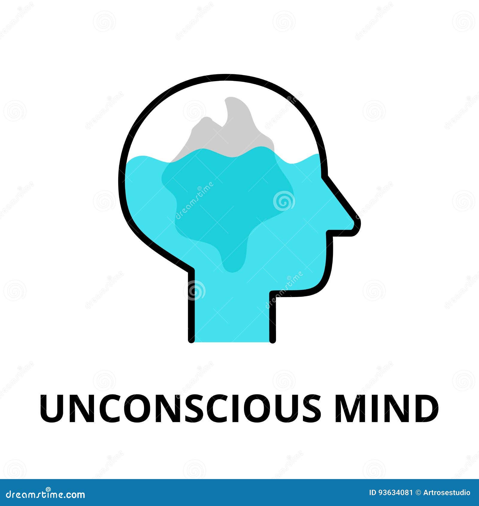 Unconscious Mind Icon, Flat Thin Line Vector Illustration Stock Vector ...